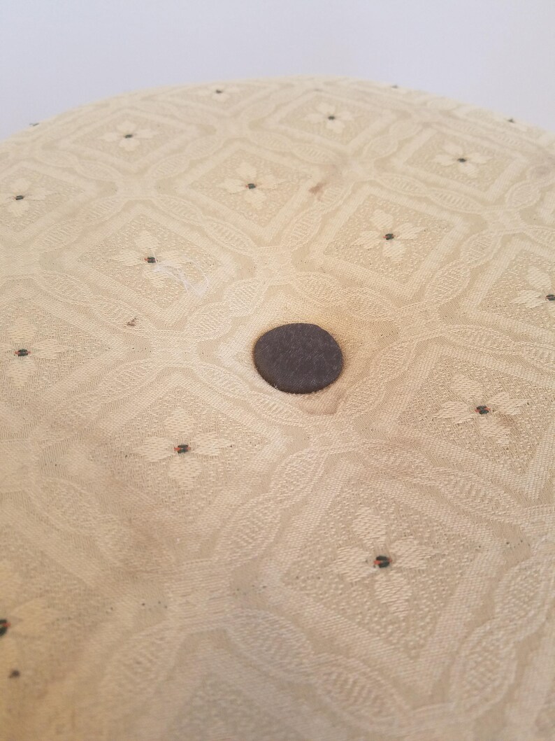 Art Deco Era Black Lacquered Wood Poof Stool With Cream and Black ...