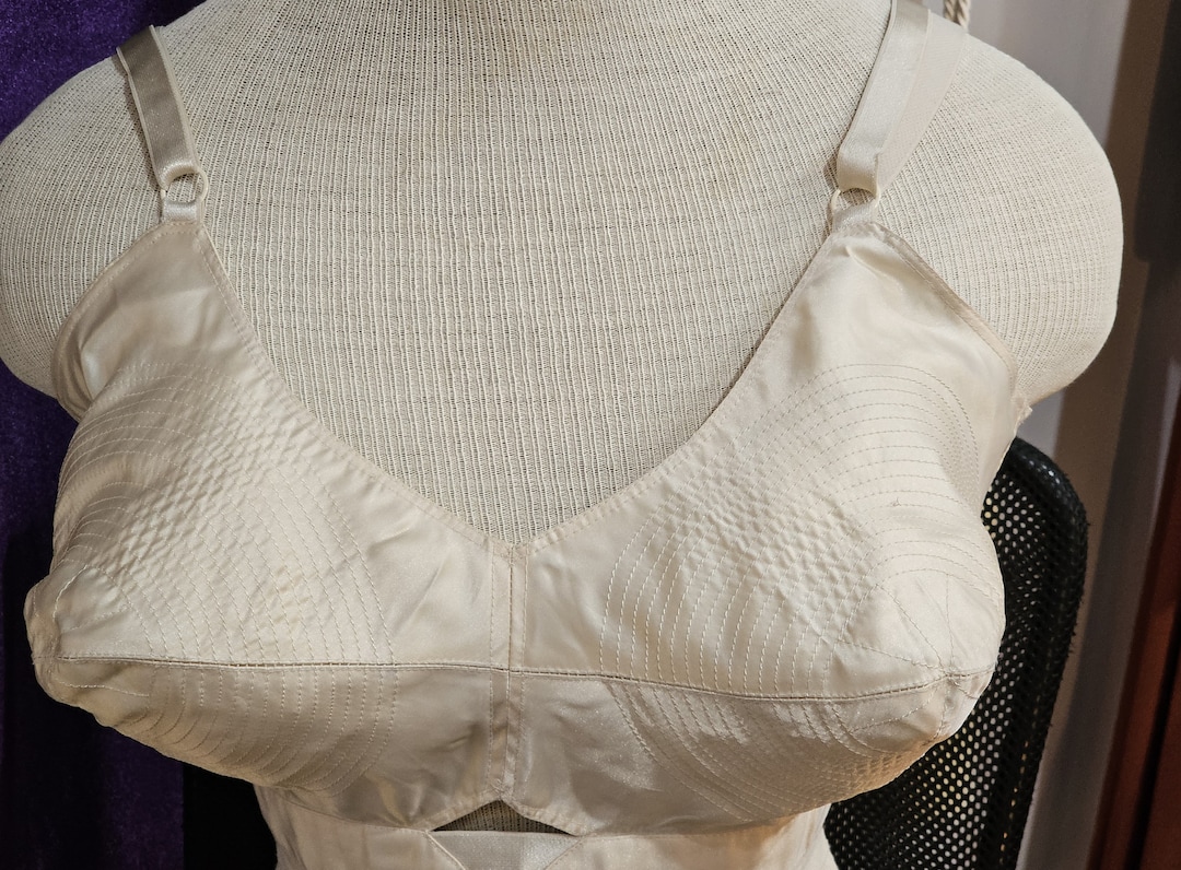 1950s Vintage Cream Satin Bullet Bra - Etsy