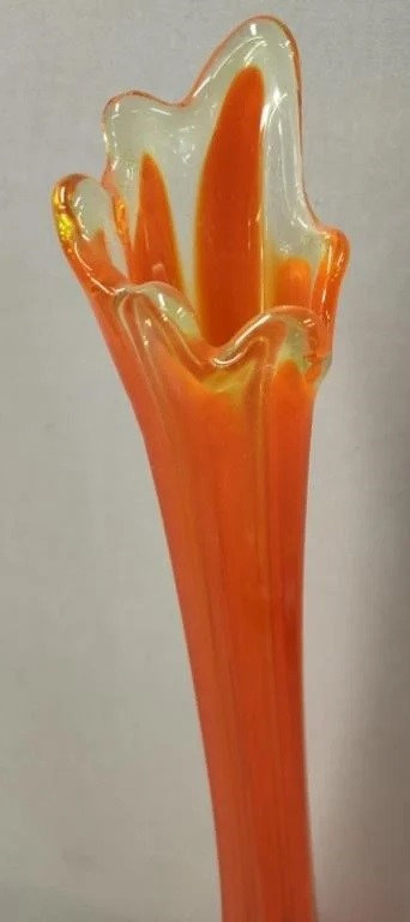 Monumental Orange Swung Vase With Orange-y Amber 6 Sided Hexagon Base ...