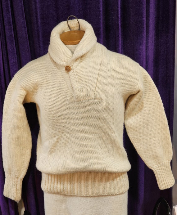 1920s Vintage Winter White Wool Sweater, Alps Mfg Co. - Gem