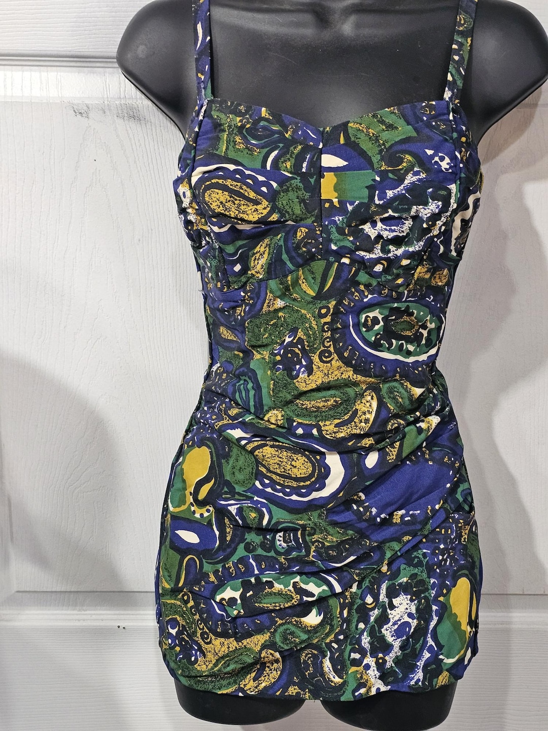 1950s - 1960s Vintage Blue, Green, Gold Abstract Design Bathing Suit ...