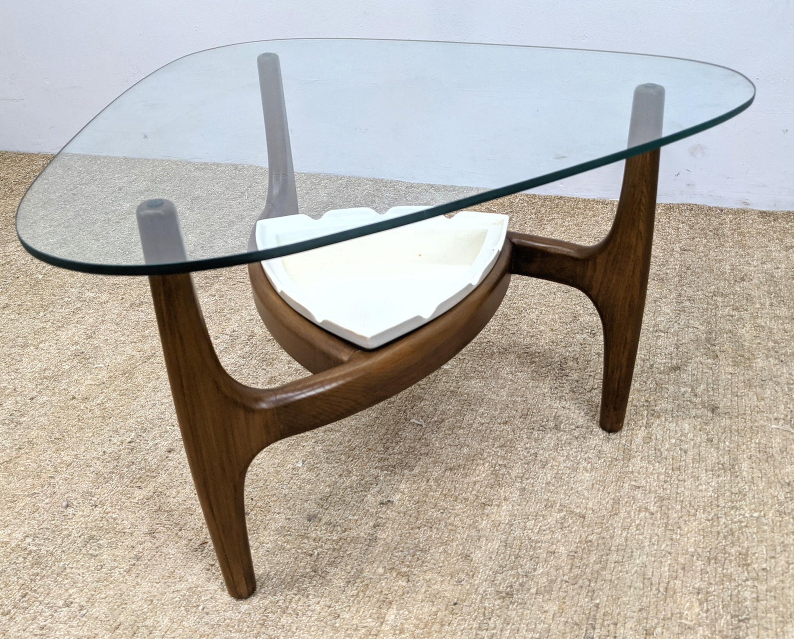 Mid Century Modern Era Walnut Wood and Glass Topped Side/cocktail Table ...