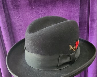Vintage Black Fur Felt Homburg Hat, Dobbs Anton, Ca 1960s - Etsy Vintage Black Fur Felt Homburg Hat, Dobbs Anton, Ca 1960s - Etsy