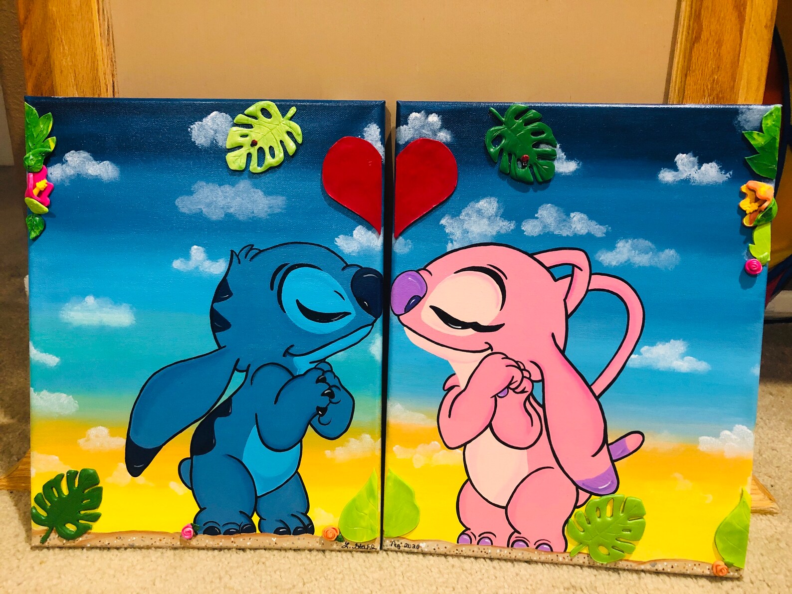 Stitch Couple Inspired Canvas Paintings - Etsy