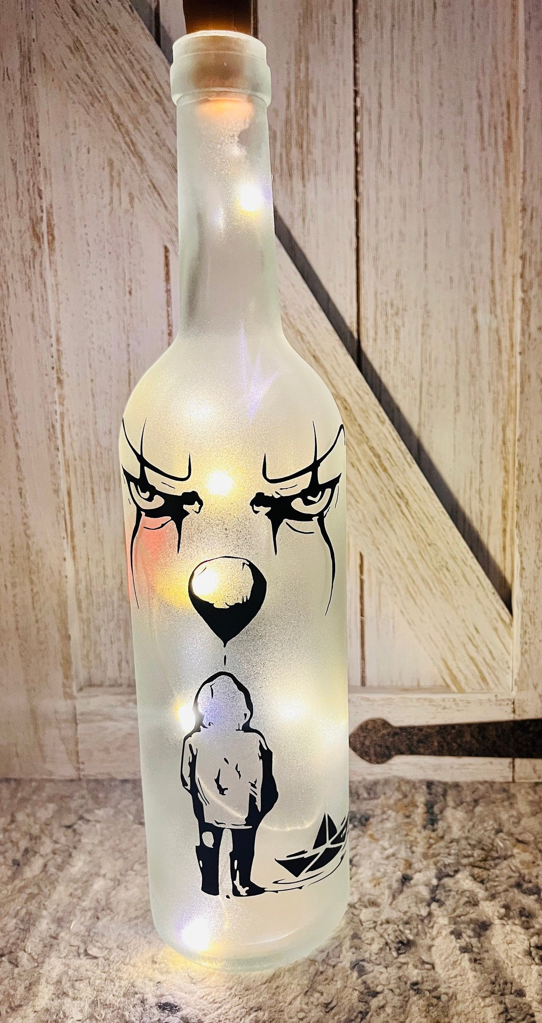 IT Pennywise You'll Float Too Inspired Light up Frosted Glass Bottle - Etsy
