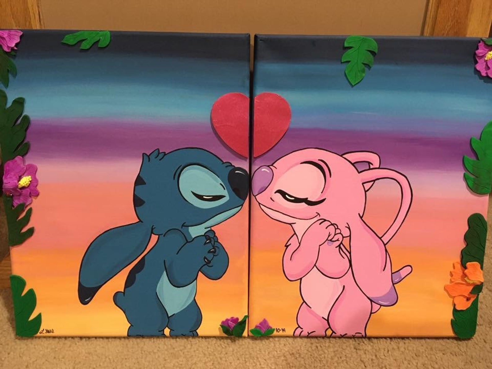Stitch Couple Inspired Canvas Paintings - Etsy
