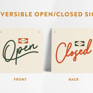 Reversible Hand Lettered Gold Script Open Closed Small Business ...
