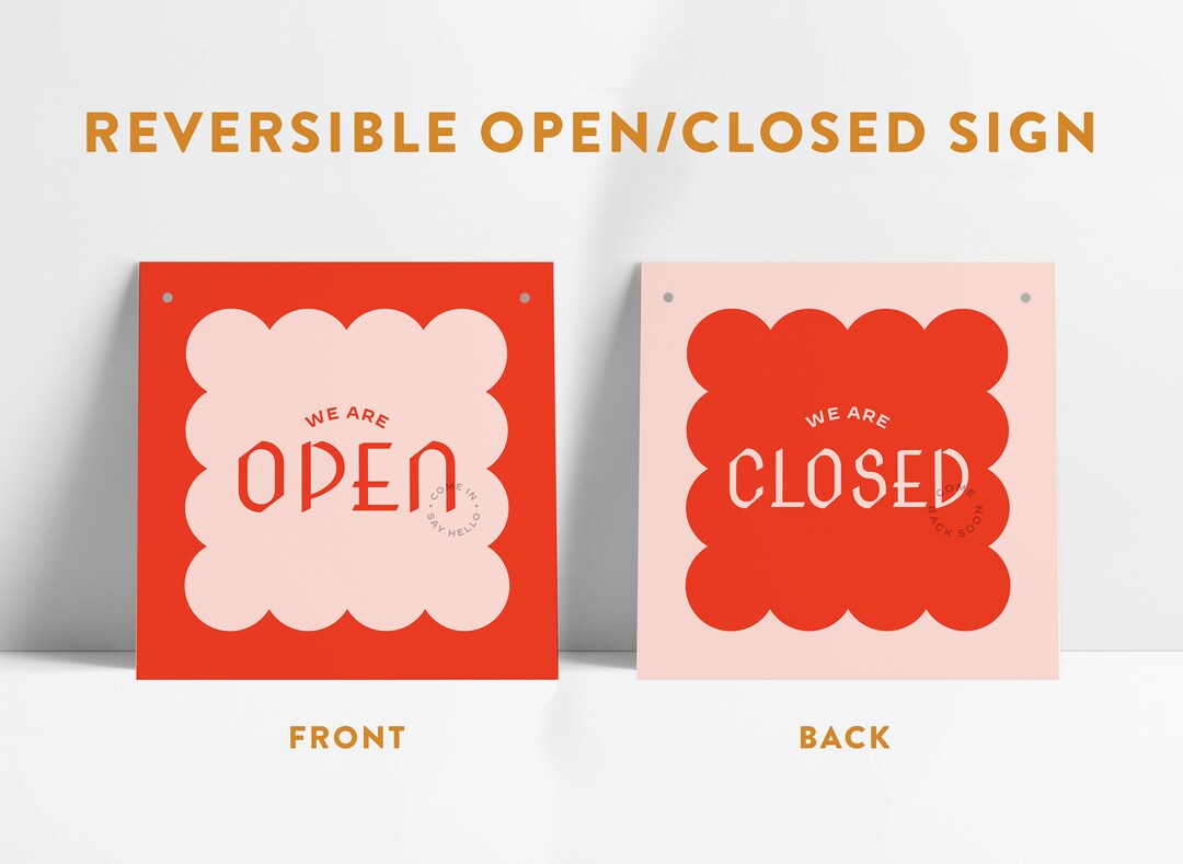 Reversible Bubble Whimsical Open Closed Small Business Entrance Sign - Etsy
