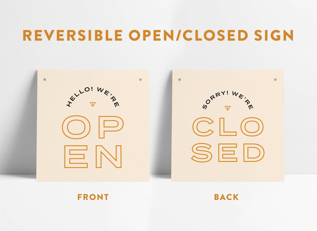 Reversible Minimal Mid-century Modern Open Closed Small Business ...
