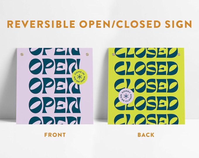 Reversible Retro Psychedelic Open Closed Small Business Entrance Sign ...