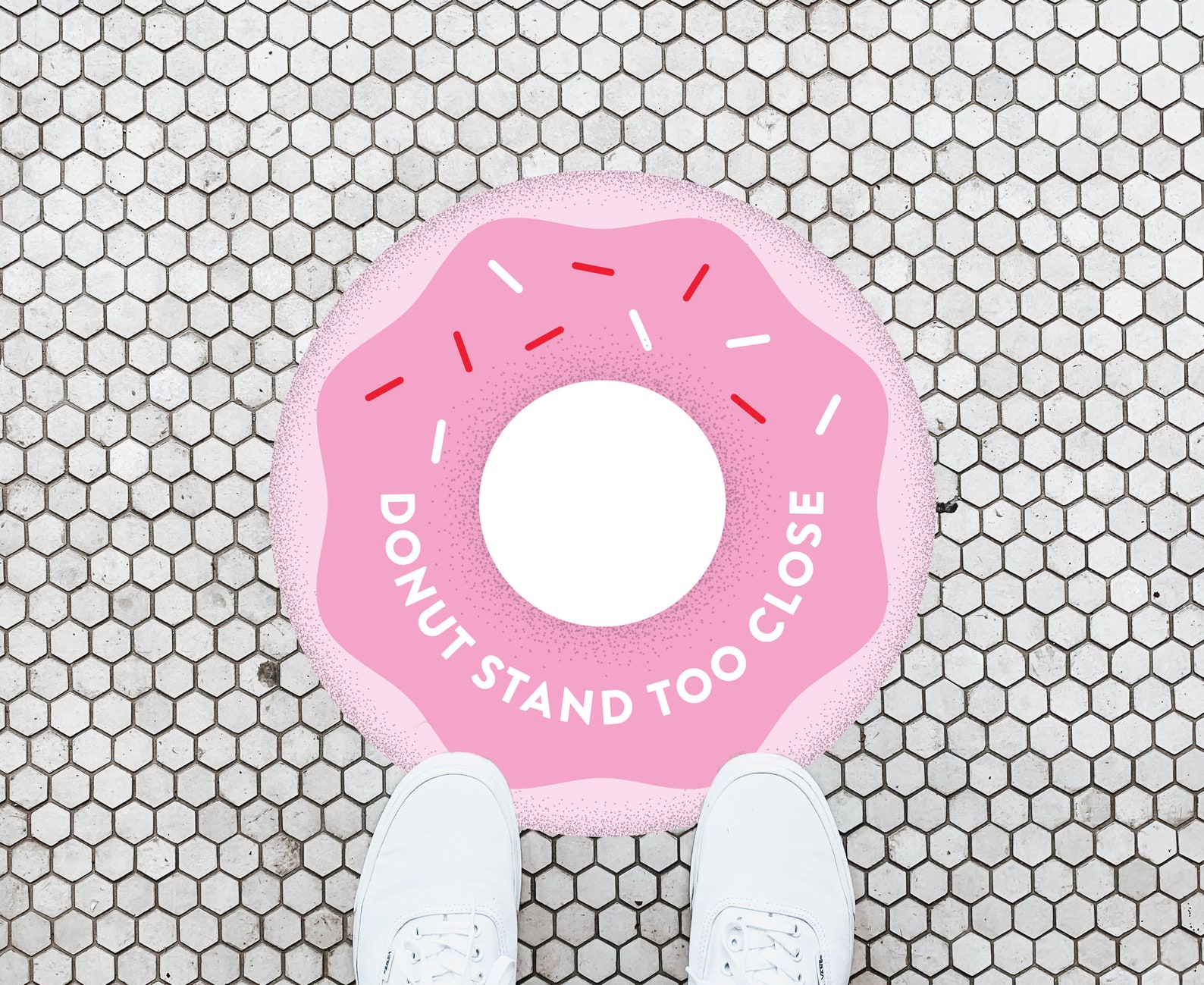 Donut Stand Too Close 6 Feet Social Distance Vinyl Floor Decal Sticker ...
