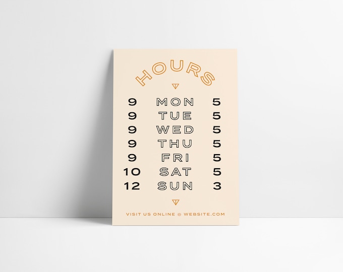 Minimal Mid-century Modern Business Hours Open Vinyl Decal Sticker Sign ...