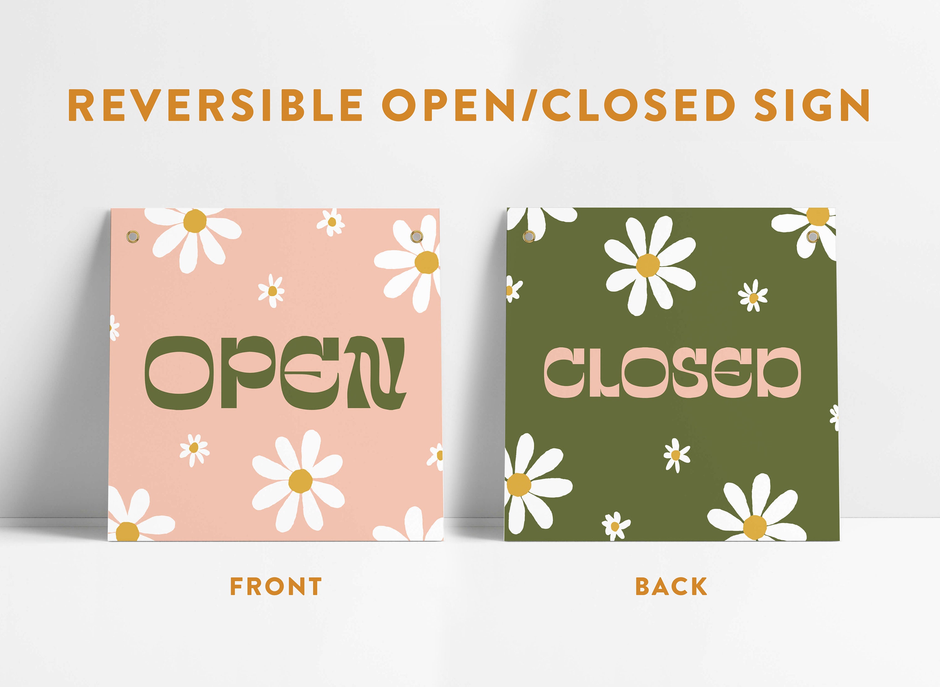 Reversible Daisy Chic Boutique Open Closed Small Business Entrance Sign ...