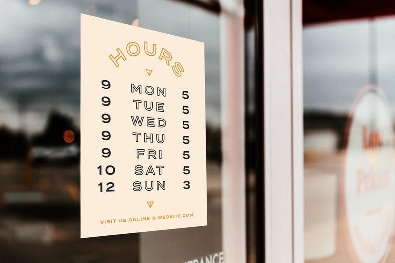 Minimal Mid-century Modern Business Hours Open Vinyl Decal Sticker Sign ...