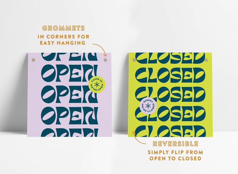 Reversible Retro Psychedelic Open Closed Small Business Entrance Sign ...