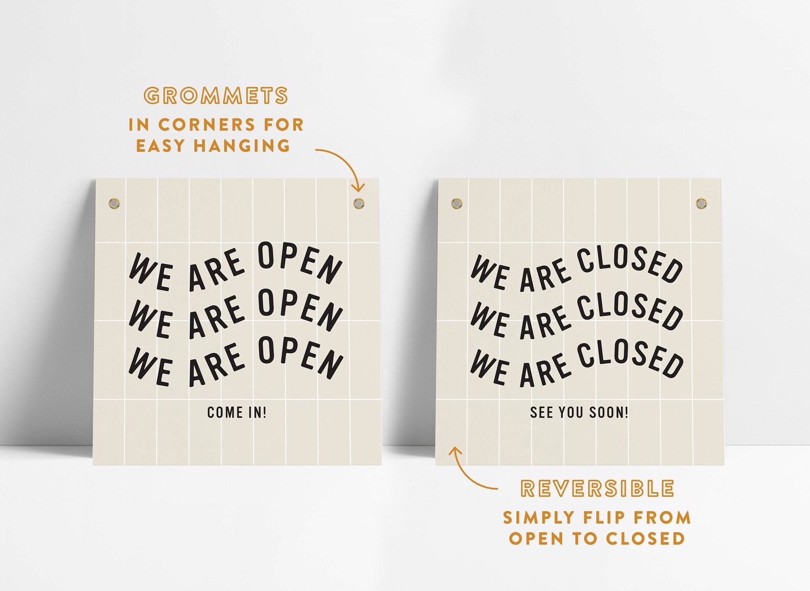Reversible Windowpane Grid Open Closed Small Business Entrance Sign ...