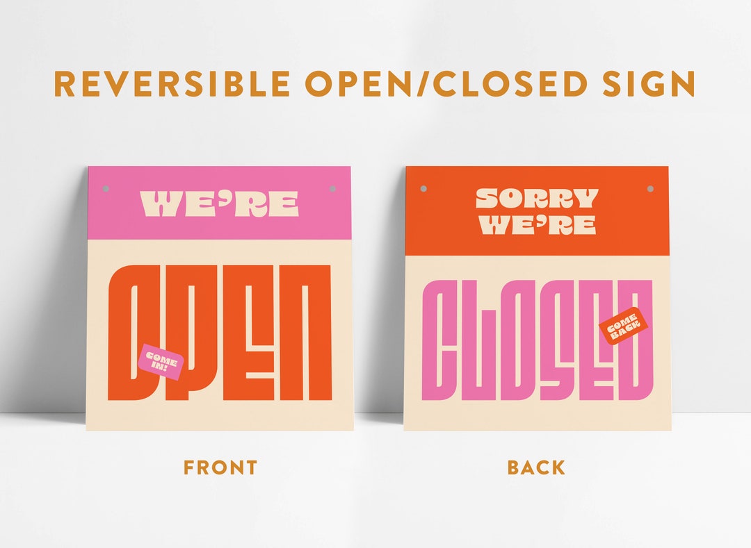 Reversible Block Lettering Retro Open Closed Small Business Entrance ...