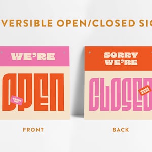 Reversible Retro Psychedelic Open Closed Small Business Entrance Sign ...