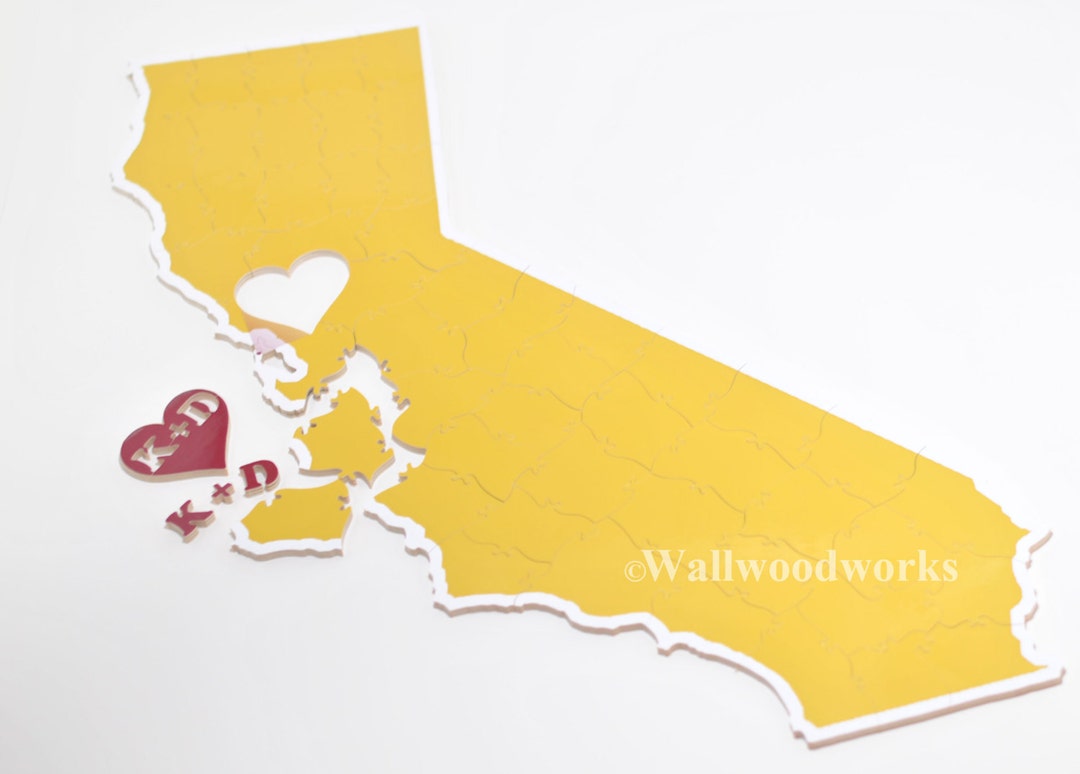 Wedding Guest Book Puzzle State Shaped 10-50 Pieces size Medium A State ...