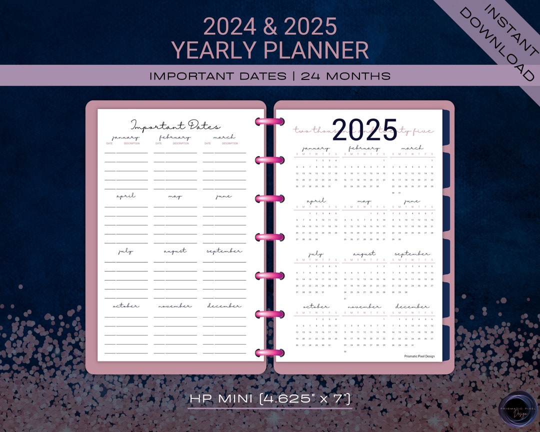 2024 2025 Mini Calendar, MINI Happy Planner, Printable Planner Inserts ...