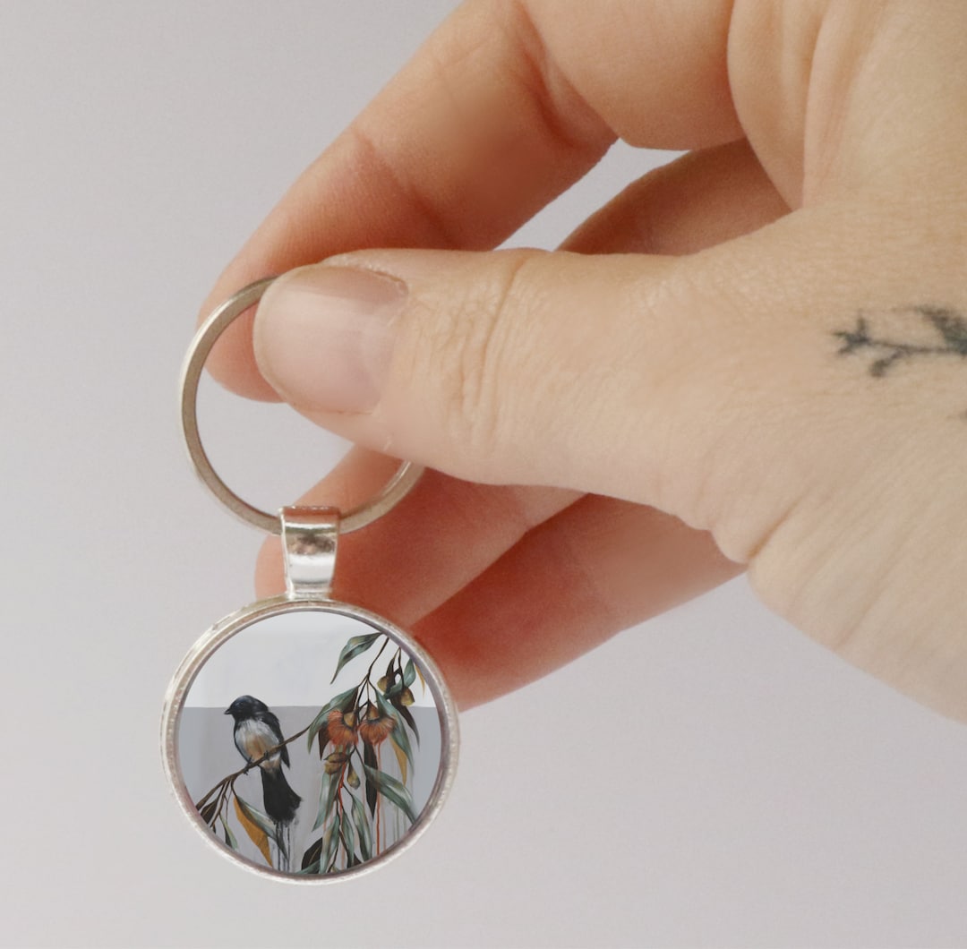 LOVE CHARM: Key Ring, Key Chain, Mini Art, Willy Wagtail, Gift, Bird - Etsy