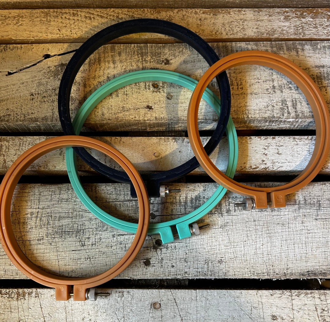 Set of 4 Plastic Embroidery Hoops 5 and 6 Round, Crewel Needlepoint ...