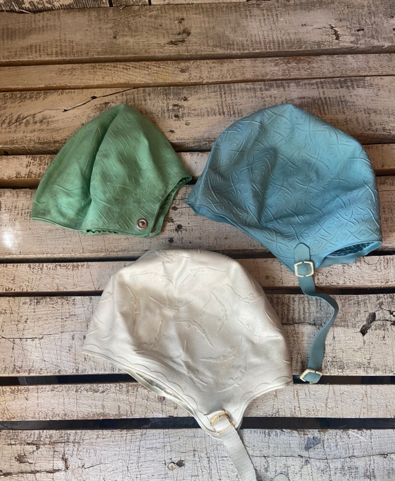 Vintage Green Swim Cap Bathing Cap Juvenile Ducks in … - Gem