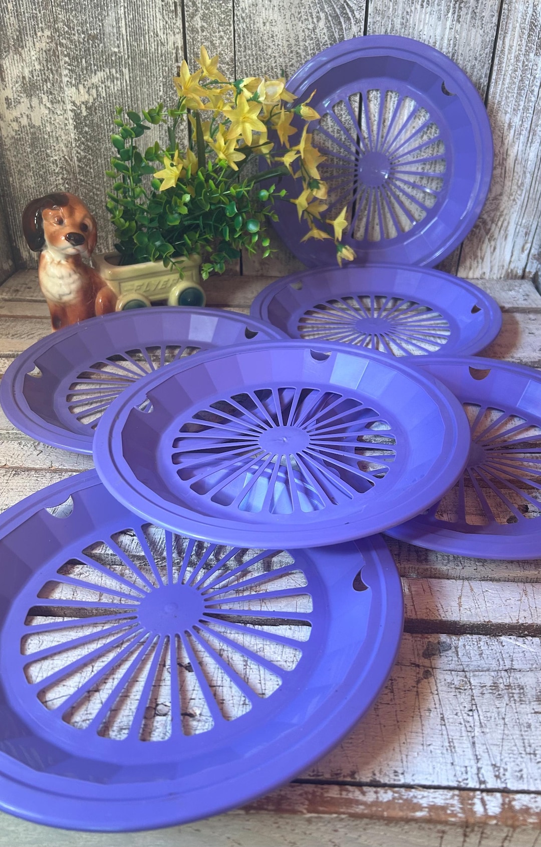 Vintage Packerware Paper Plate Holders Trays X 6 in Purple, USA Plastic ...