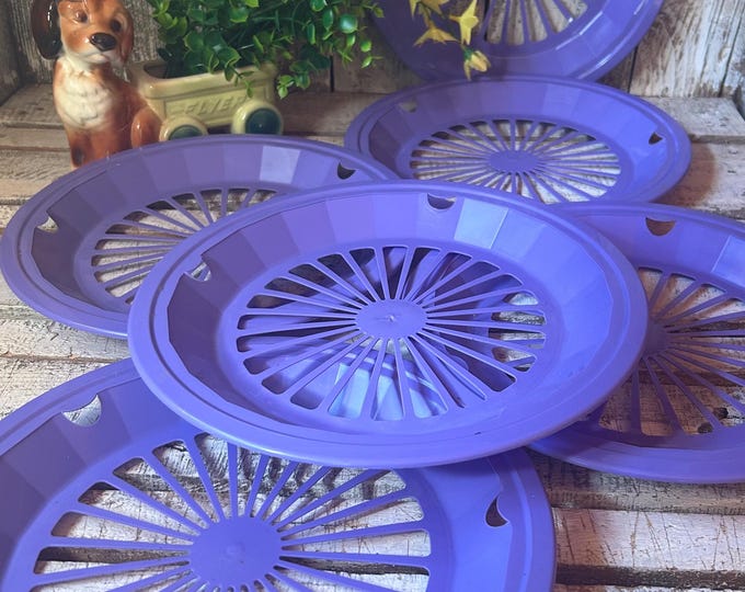 Vintage Packerware Paper Plate Holders Trays X 6 in Purple, USA Plastic ...