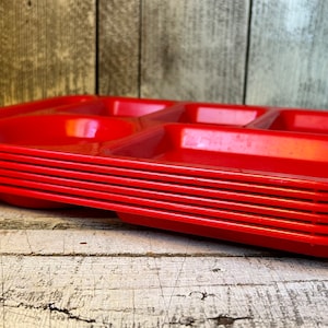 Set of 6 Vintage Red Divided Lunch Trays - Etsy