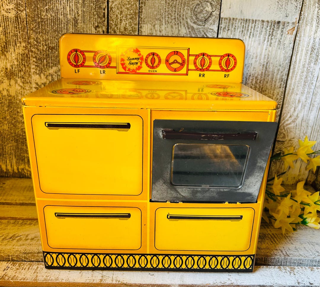 Vintage Tin Litho Toy Kitchen Stove for Display or Childs Play/sunny ...