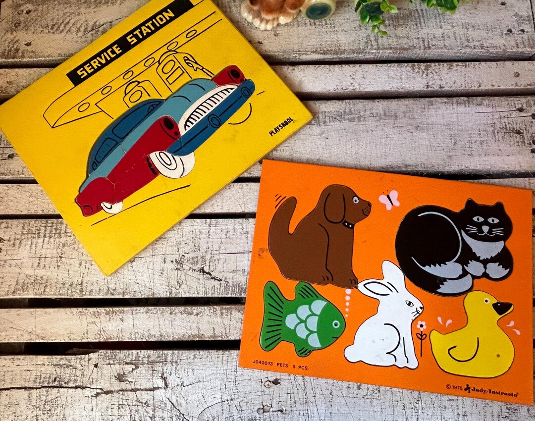 Vintage Childs Wood Puzzles X 2, Set of 2 Vintage 1970s Child's Wood ...