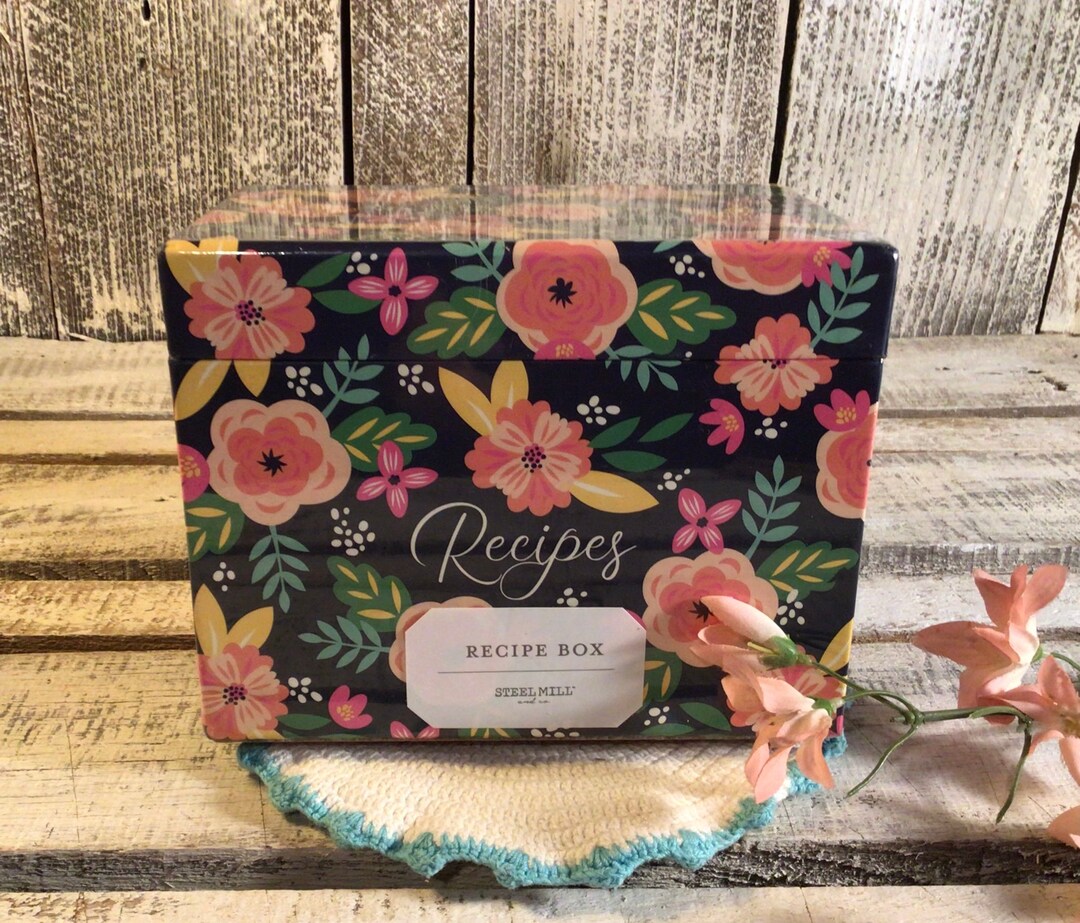 Recipe Box 4 X 6” W Recipe Cards and Dividers Unused, Floral Recipe Box ...