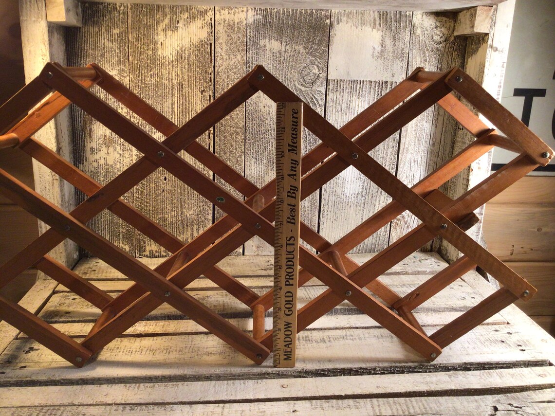 Vintage Wood Accordion Wine Rack Expandable Collapsable Wood - Etsy