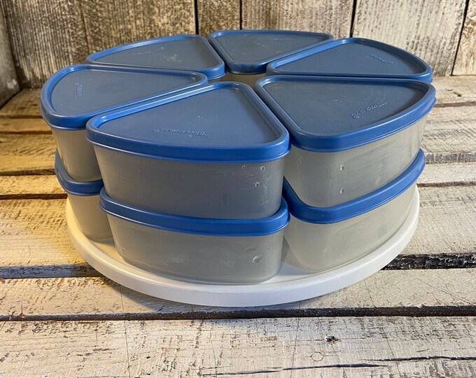 Tupperware Set 12 Modular Mates Triangle Containers # 1799 + Lazy Susan ...