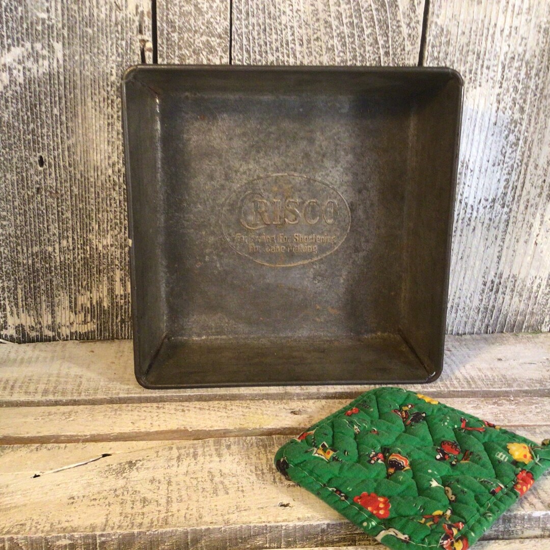 Vintage Square Cake Pan Embossed Crisco Shortening, Crisco Advertising ...