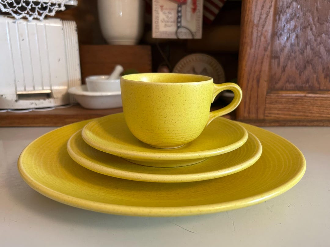 Vintage Yellow Royal Stone Stoneware * Your Choice Plates Saucers Cups ...
