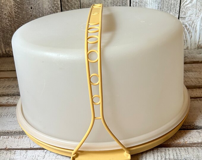 Vintage Tupperware Biggest Round Cake Taker Gold Base 3 Pc, Tupperware ...