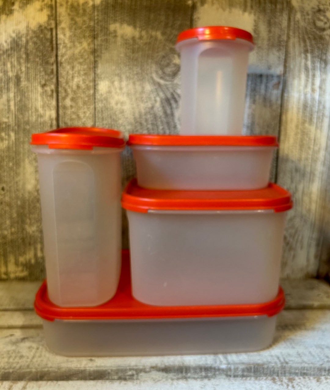 Vintage Tupperware Modular Mates Red Lid Containers Set of 5, Multiple ...