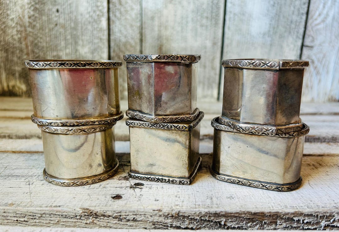 Silver Plated Napkin Rings Made in India Set of 6, Silver Napkin Rings ...