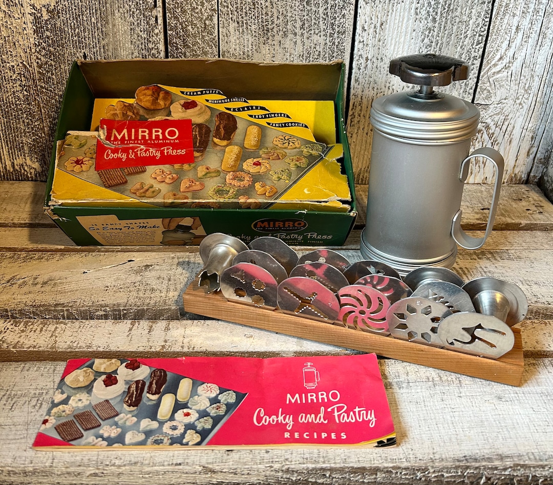 Vintage Mirro Cooky Cookie Press and Pastry Complete Boxed Set, Hand ...