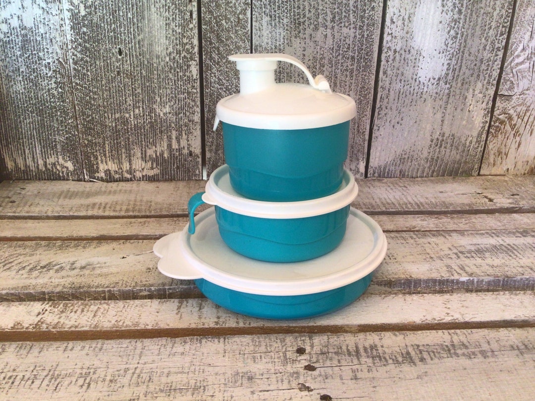 Tupperware Lunch Kit 6 Piece Set, Turquoise W White Lids Tupperware ...