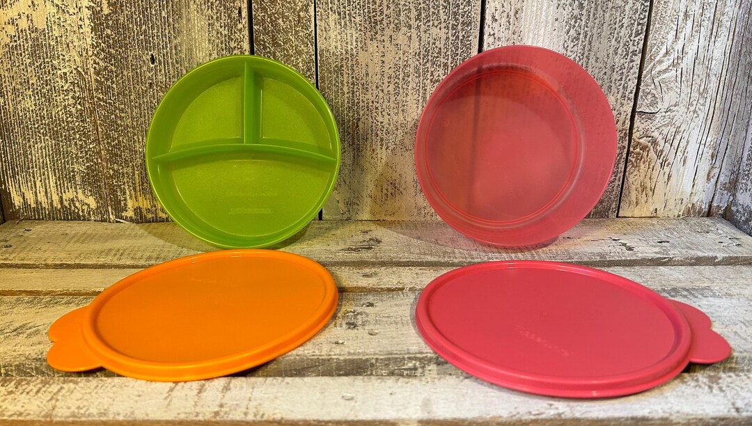Vintage Tupperware Colorful Wonder Bowls W Lids X 2, Round Flat Snack ...