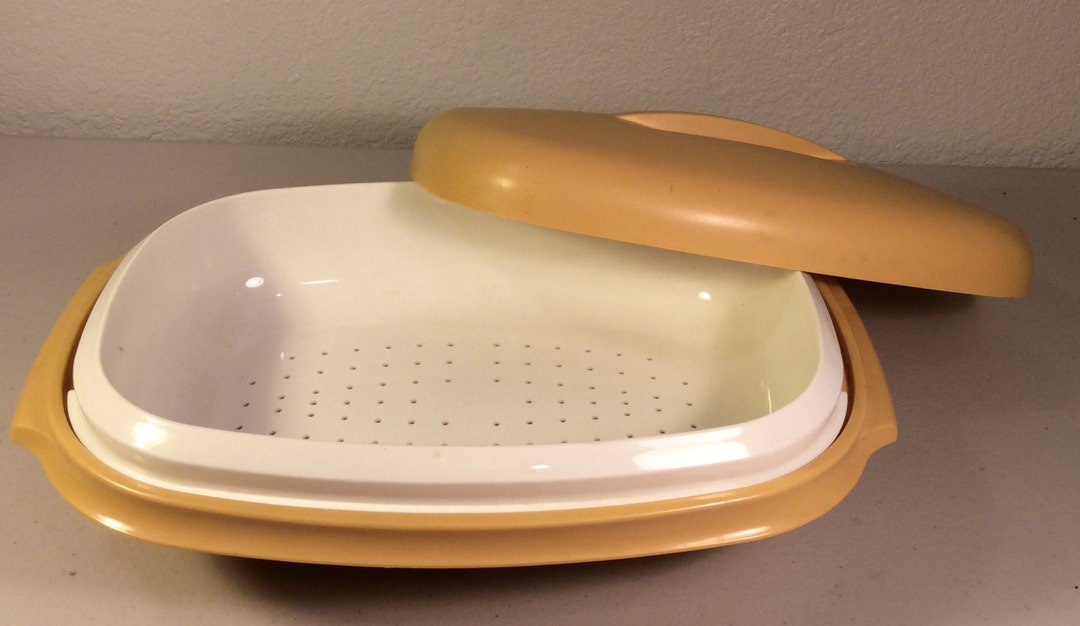 Vintage Gold Tupperware Steamer, Tupperware Vegetable Steamer 3 Piece ...