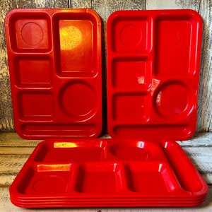 Set of 6 Vintage Red Divided Lunch Trays - Etsy