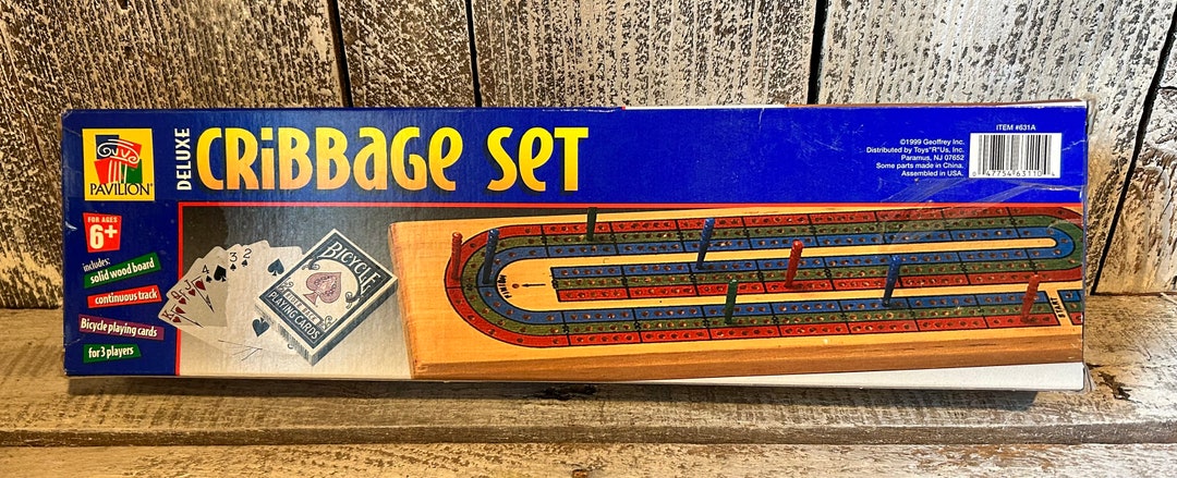 Vintage Wood Cribbage Board Complete Continuous Track Wood Cribbage Set ...