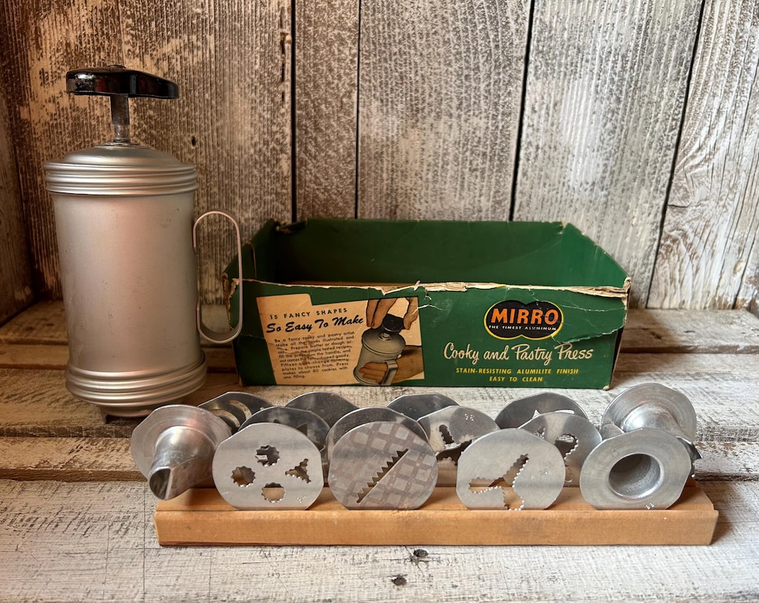 Vintage Mirro Cooky Cookie Press and Pastry Complete Boxed Set, Hand ...