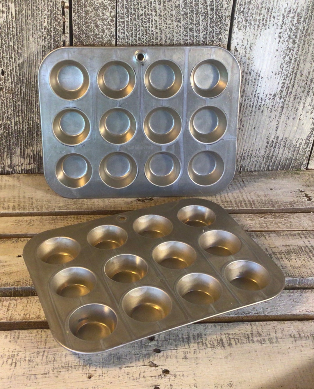 Vintage Pair Mini Muffin Tins Kitchen Pride by Mirro, Aluminum Mini ...