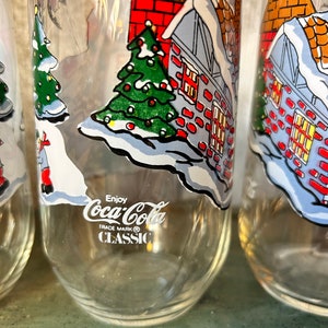 Vintage Christmas Coca Cola Glasses X 4, Christmas Toy Shoppe Santa ...