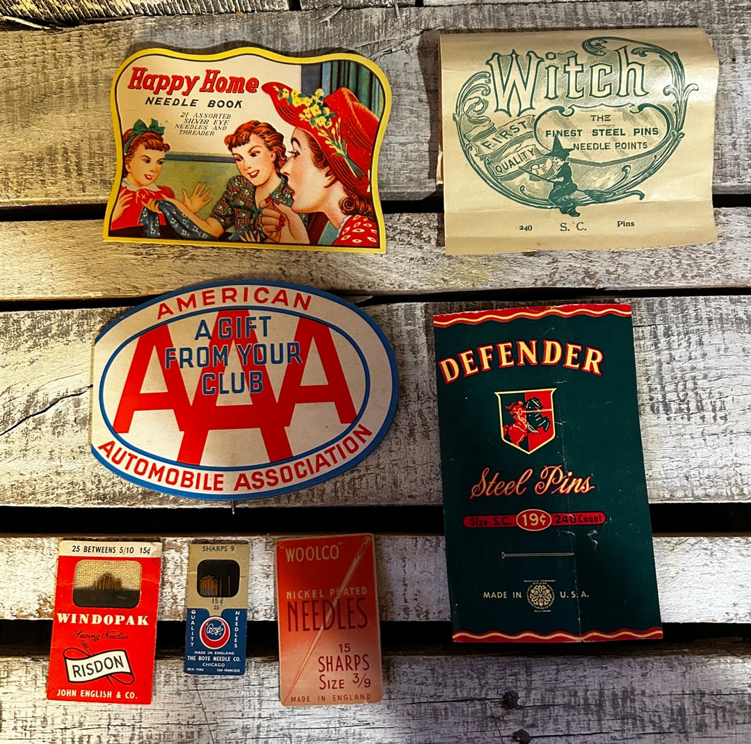 Vintage Sewing Needle and Pins Packets, Vintage Sewing Needle Cards ...